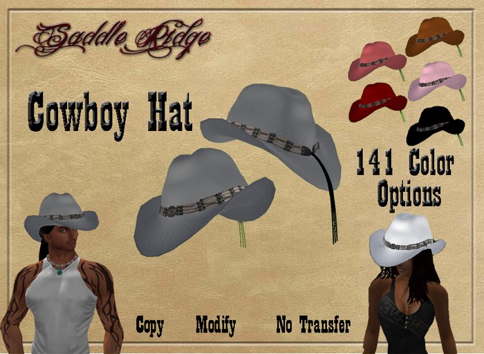 Second Life Marketplace - [SR] Cowboy Hat - 141 Colors